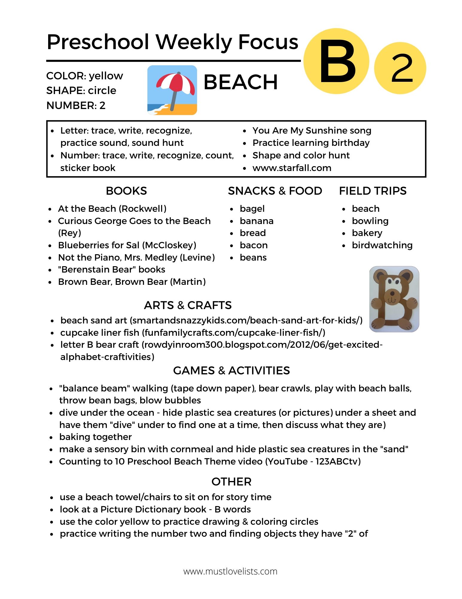 Preschool Letter of the Week: B is for Beach