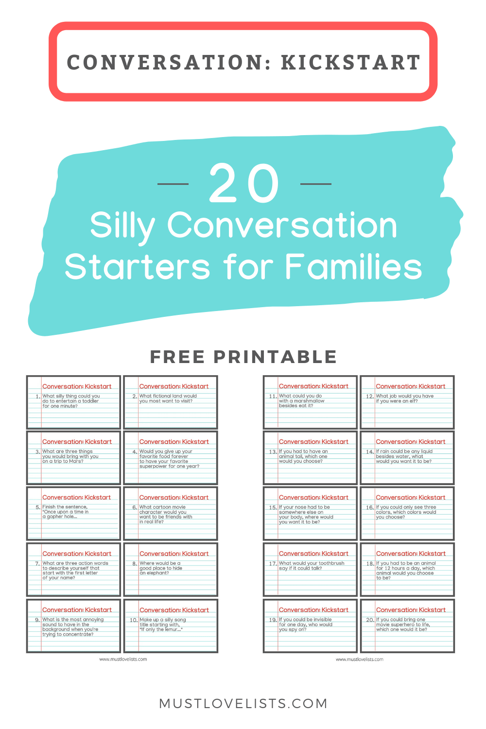 20 Silly Conversation Starters for Families