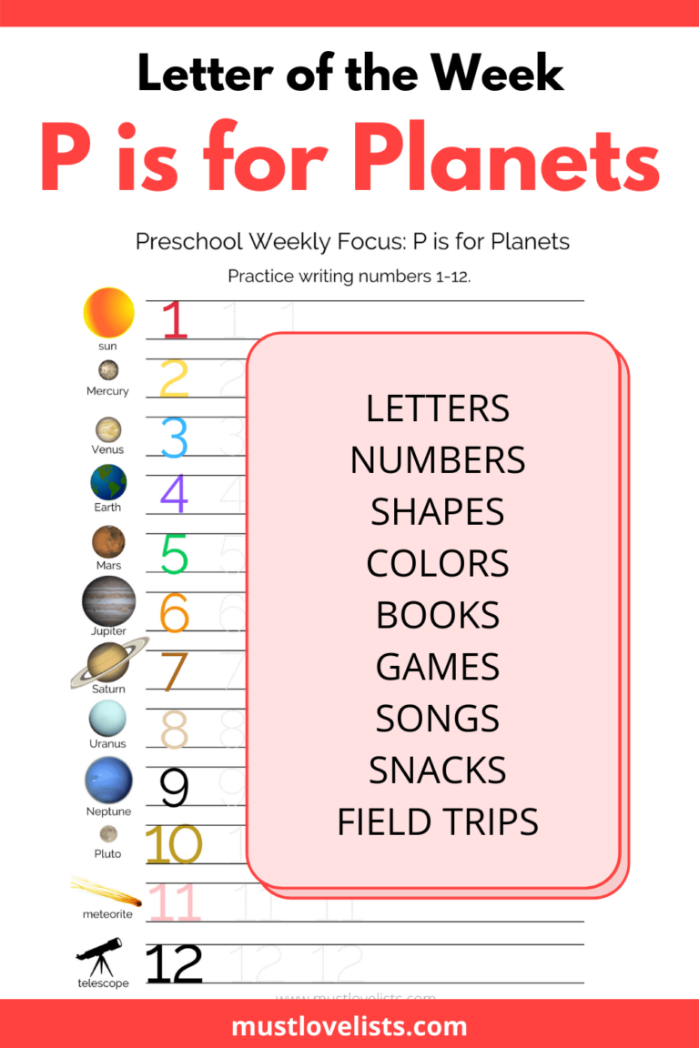 Preschool Letter of the Week: P is for Planets - Must Love Lists