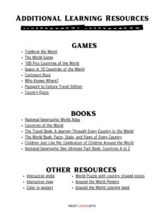 Countries of the World: Homeschool Mini-Unit Studies - Must Love Lists