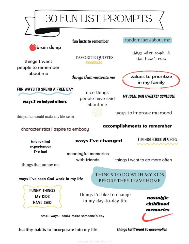 30-Day List Challenge: Focused Prompts to Record Your Life - Must Love ...