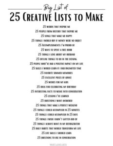 25 for '25: 25 Creative Lists to Make This Year - Must Love Lists