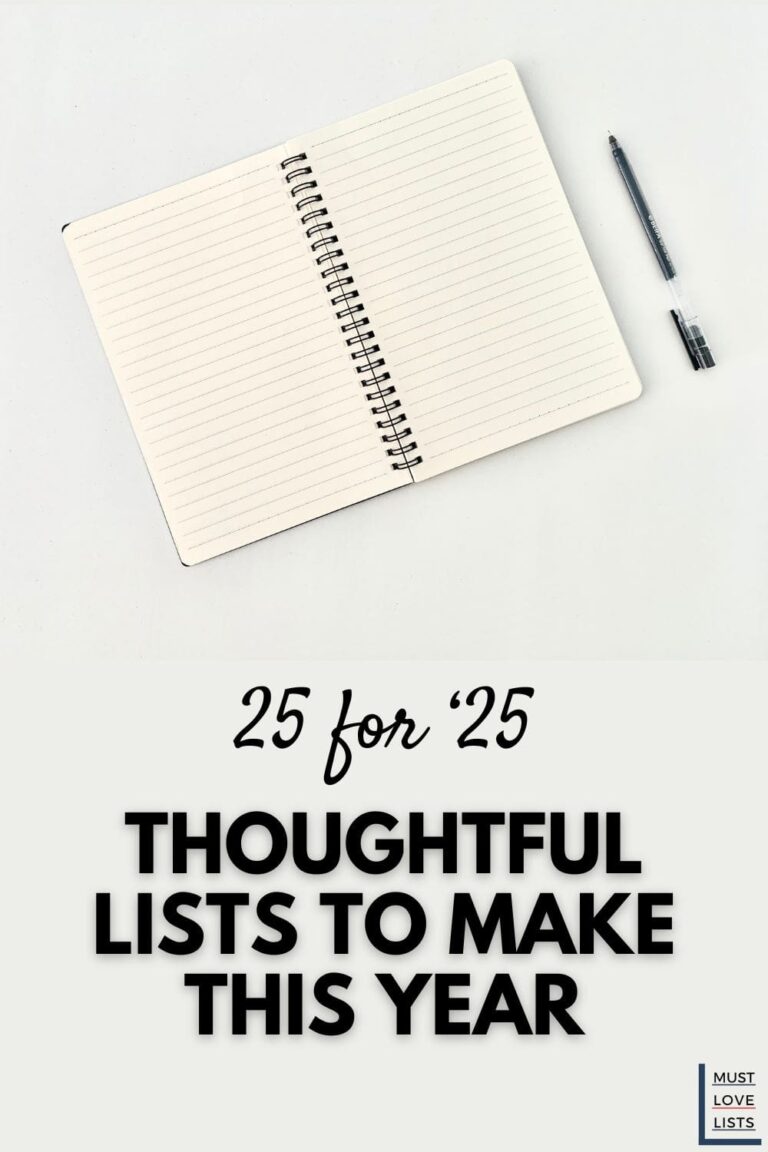25 for '25: 25 Creative Lists to Make This Year - Must Love Lists
