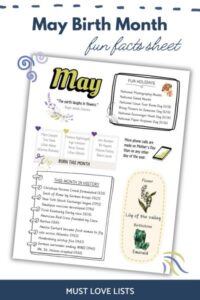 May Birth Month Fun Facts Sheet (Free Printable) - Must Love Lists