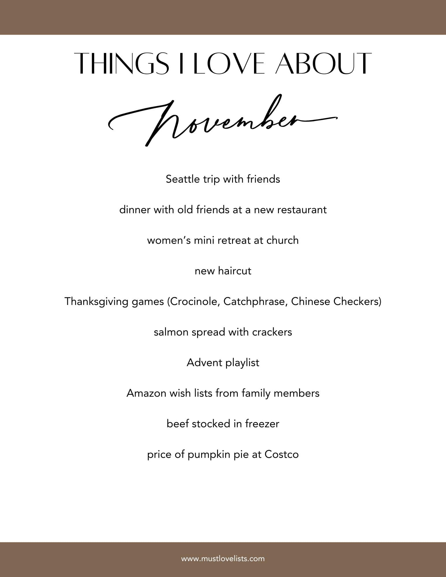 10 Things I Love About November - Must Love Lists